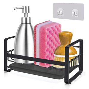 tworider kitchen sink caddy sponge holder,304 stainless steel sink caddy sponge holder kitchen sink organizer,sponge holder for kitchen sink with removable drain tray,not including dispenser and brush