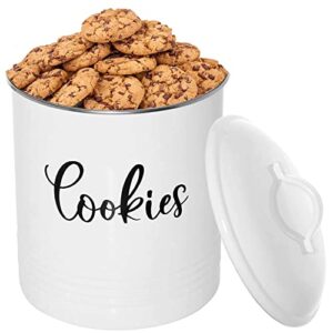 home acres designs farmhouse cookie jar – rustic canister w/ lid for candy, cookies & dessert – vintage container for storage