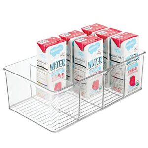 mDesign Plastic Food Storage Organizer Bin Box Container - 4 Compartment Holder for Packets, Pouches, Ideal for Kitchen, Pantry, Fridge, Countertop Organization - 4 Pack - Clear