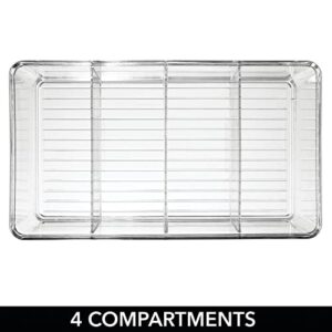 mDesign Plastic Food Storage Organizer Bin Box Container - 4 Compartment Holder for Packets, Pouches, Ideal for Kitchen, Pantry, Fridge, Countertop Organization - 4 Pack - Clear