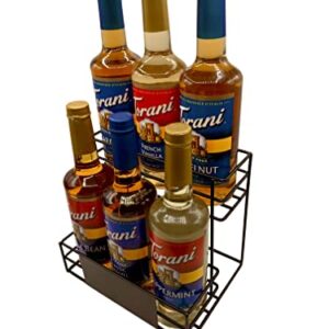 College Instruments Liquor Organizer Coffee Syrup Rack - Premium Wine Bottle Rack, bar Organizer Shelf Holder Syrup Stand Display for dressings, and Cocktail Mixers - 6 Bottle Capacity (Black)