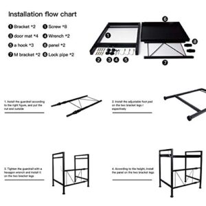 TAGLINES Expandable Metal Microwave Oven Rack Shelf Kitchen Supplies Tableware Storage Carbon Stainless Steel Counter Rice Cooker Stand Contains 2 Tiers with 3 Hooks Black