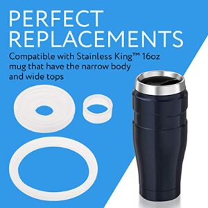 IMPRESA 2 Sets of Thermos Stainless King (TM) -Compatible 16 Ounce Travel Tumbler / Mug Gaskets / Seals Products - BPA-/Phthalate-/Latex-Free - 2 Full Replacements Per Kit