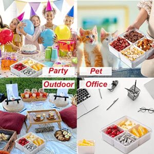 2pack Serving Trays for Party Divided Veggie Tray with Lid Sealed Sectioned Fruit Snack Serving Platter Vegetable Storage with 4 Compartments Snackle Box Charcuterie Container Fridge Organizer