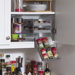 Lipper International Three-Tier Tilt Down Kitchen and Cooking Spice Drawer, Silver/Gray