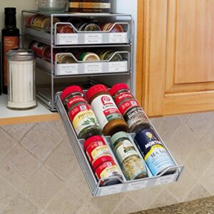 Lipper International Three-Tier Tilt Down Kitchen and Cooking Spice Drawer, Silver/Gray