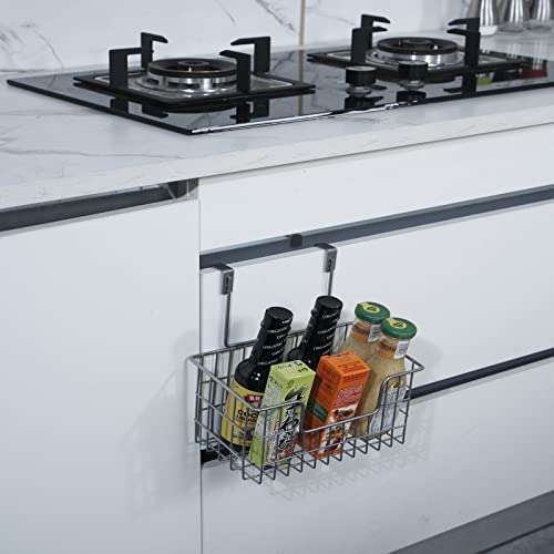 2Pack Over The Cabinet Door Organizer,Hanging Storage Wire Basket Suitable for Kitchen,Cabinet,Bathroom,Pantry,Black