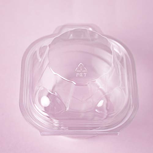 [50PCS]Single Clear Individual Cupcake Box,Small Stackable Take Out Container 1 Compartment with Lid Disposable Plastic Packaging,BPA-Free Dome Carrier Holder for Wedding Favor (Pack of 50)