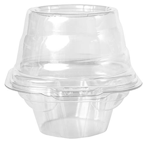 [50PCS]Single Clear Individual Cupcake Box,Small Stackable Take Out Container 1 Compartment with Lid Disposable Plastic Packaging,BPA-Free Dome Carrier Holder for Wedding Favor (Pack of 50)