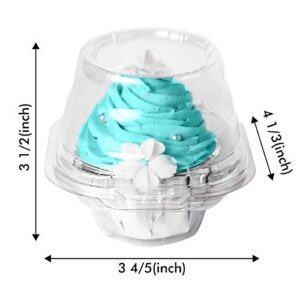 [50PCS]Single Clear Individual Cupcake Box,Small Stackable Take Out Container 1 Compartment with Lid Disposable Plastic Packaging,BPA-Free Dome Carrier Holder for Wedding Favor (Pack of 50)