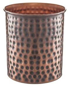 monarch abode kitchen utensil holder, hand hammered caddy, kitchen organization for utensils, crock for cooking utensils, antique copper finish, large, 19677