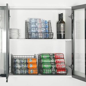 Stacking Can Dispensers 3 Tier with 3 Divider, Pantry Can Organizer, Standing Water Bottle Holder, Beverage Drink Pop Soda Can Storage Basket, Canned Food Container Rack Wire Bins for Kitchen Cabinet