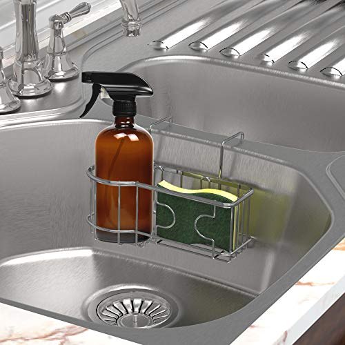 SimpleHouseware Kitchen Sink Caddy Organizer for Brush Sponge Holder, Chrome