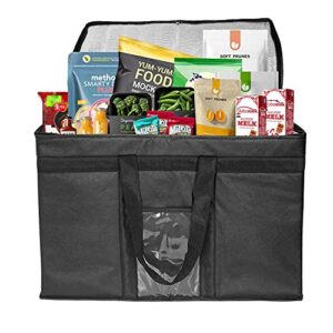 XXL-Larger Insulated Cooler Bags with Zipper Closure,Reusable Grocery Shopping Bags Keep Food Hot or Cold,Collapsible lunch bag,Grocery Transport,23"W x 15"H x 14"D