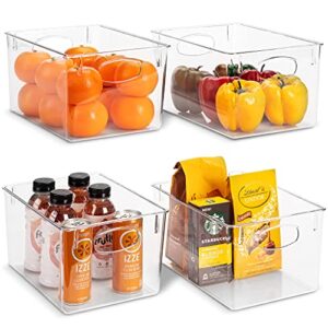 sorbus clear fridge organizer bins – refrigerator organizer bins for home essentials, food, toiletries, makeup, cleaning supplies, laundry room, pantry and kitchen organization and storage (4 pack)