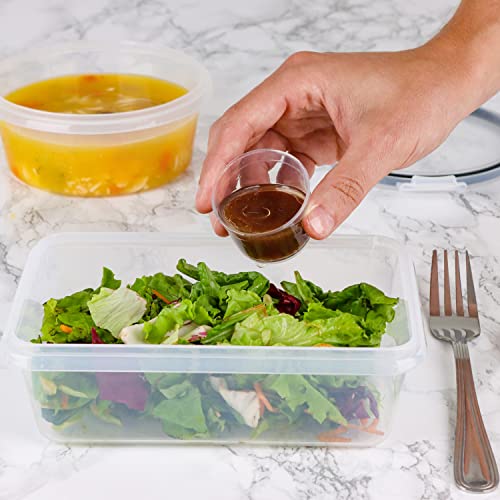 40 Piece Food Storage Container Set w/ Dressing Cups (20 Containers + 20 Lids) - Airtight Plastic Containers for Kitchen Organization, Meal Prep, Leftovers, Lunch - Includes Labels & Erasable Marker