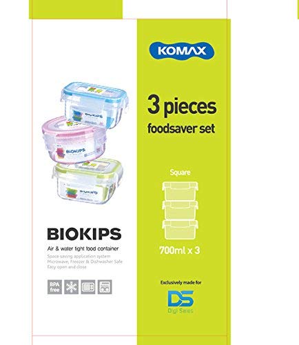 Komax Biokips Sandwich Containers (Set of 3) – Airtight Food Storage Containers – BPA-Free Lunch Containers for Adults & Kids w/ Locking Lids – Microwave & Dishwasher Safe Sandwich Box Container Set