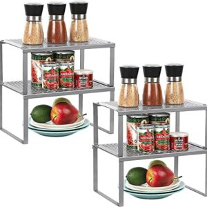 MOOACE Set of 4 Expandable Stackable Kitchen Counter Shelves Organizer, Metal