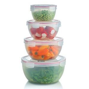 komax biokips mixing bowls with lids set – multi-use, stackable airtight food storage containers – bpa-free salad bowls with lids – microwave & dishwasher safe meal prep container set of 4