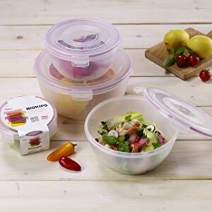 Komax Biokips Mixing Bowls with Lids Set – Multi-Use, Stackable Airtight Food Storage Containers – BPA-Free Salad Bowls with Lids – Microwave & Dishwasher Safe Meal Prep Container Set of 4