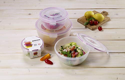 Komax Biokips Mixing Bowls with Lids Set – Multi-Use, Stackable Airtight Food Storage Containers – BPA-Free Salad Bowls with Lids – Microwave & Dishwasher Safe Meal Prep Container Set of 4