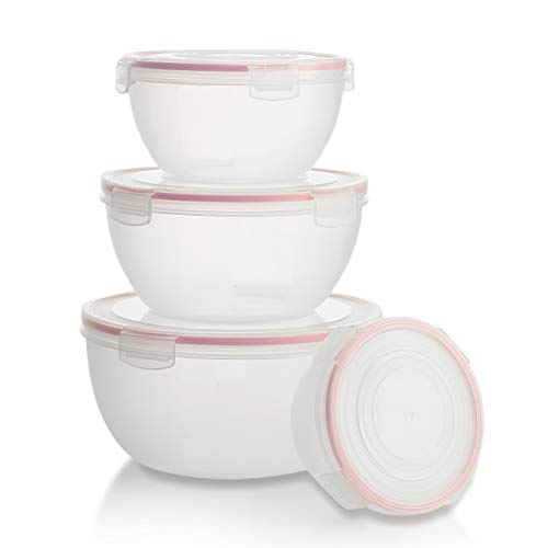 Komax Biokips Mixing Bowls with Lids Set – Multi-Use, Stackable Airtight Food Storage Containers – BPA-Free Salad Bowls with Lids – Microwave & Dishwasher Safe Meal Prep Container Set of 4