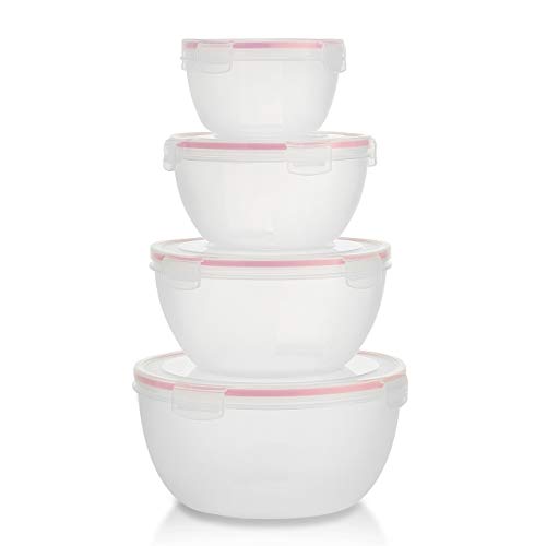 Komax Biokips Mixing Bowls with Lids Set – Multi-Use, Stackable Airtight Food Storage Containers – BPA-Free Salad Bowls with Lids – Microwave & Dishwasher Safe Meal Prep Container Set of 4