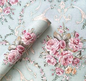 redodeco vintage floral adhesive paper vinyl shelf liner peel stick dresser drawer sticker home deco 17.7inch by 118inch (multi-flower3)