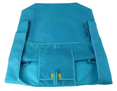 BeeGreen Reusable Grocery Bags 5 Pack, Grocery Tote Folded into Attached Pouch, Ripstop Polyester Shopping Bags, Washable, Durable and Lightweight (Black,Royal,Navy,Teal,Moss)