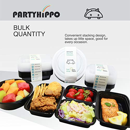 PARTY HIPPO Small Meal Prep Containers Single Lids, 12 OZ 12-pack, Food Storage Bento BPA Free | Stackable | Reusable Lunch Boxes, Microwave/Dishwasher, Freezer Safe,Portion Control