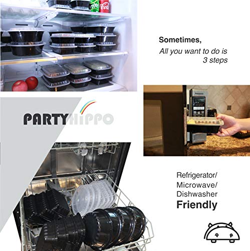 PARTY HIPPO Small Meal Prep Containers Single Lids, 12 OZ 12-pack, Food Storage Bento BPA Free | Stackable | Reusable Lunch Boxes, Microwave/Dishwasher, Freezer Safe,Portion Control