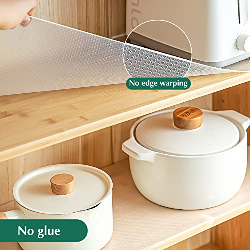 Shelf Liner Cabinet Liner for Kitchen: 17.5 Inch x 6.5 Feet Clear Non-Adhesive Drawer Liner Refrigerator Liners Reusable Easy to Clean (17.5 Inch x 6.5 Feet, Clear)