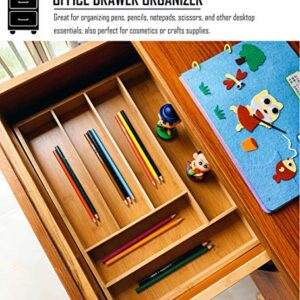 Kitchen Wood Utensil Tray Drawer Organizer, Bamboo Silverware Tray for Drawer 12X17 Cutlery Organizer in Drawer, Flatware Holder,Office Storage Drawer Organizers,Desk Drawer Dividers Insert