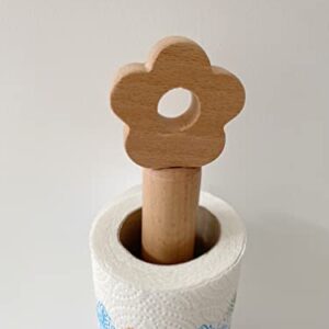 Paper Towel Holder, Wooden Kitchen Roll Stand Organizer Free Standing, Housewarming Gift Present for Friends