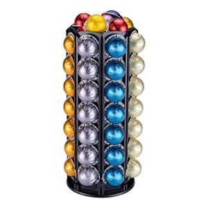 coffee vertuo pod holder carousel stand for nespresso vertuo capsule storage organizer with extra space for coffee mate silent rolling (vertuo 80+ pod storage)