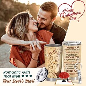 365FURY Valentine Gifts For Her, Him - Valentines Day Gifts For Wife, Husband - Romantic Gift For Girlfriend, Boyfriend - Love You More Keychain & Travel Coffee Mug Stainless Steel Tumbler 20Oz