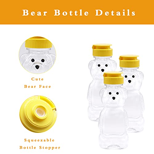 Uyuxxu 10 Pack 8 Oz Plastic Bear Honey Bottle,Honey Squeeze Jar with Flip-top Lid,Bear Juice Bottle Drinking Cup