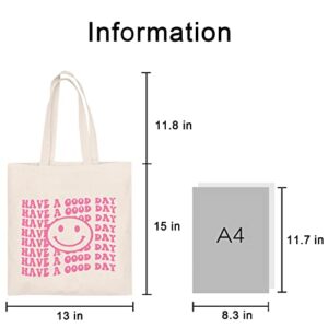 Kimoli Canvas Aesthetic Tote Bag for Women Beach Bag Shopping Bags School Shoulder Bag Reusable Grocery Bags