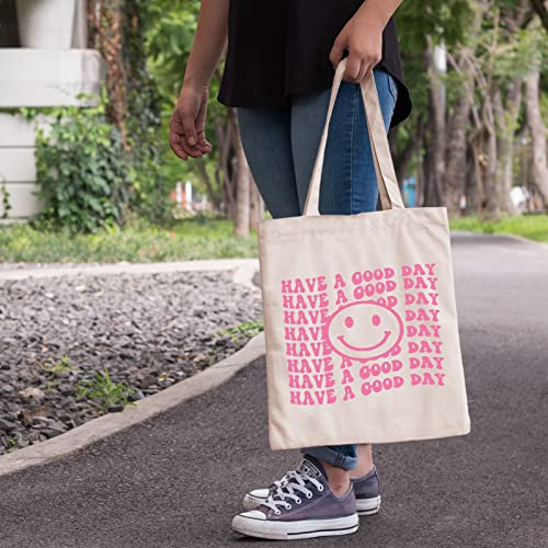 Kimoli Canvas Aesthetic Tote Bag for Women Beach Bag Shopping Bags School Shoulder Bag Reusable Grocery Bags