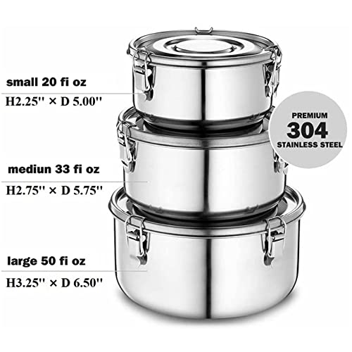 Allprettyall Premium Stainless Steel Food Storage Containers 304 Grade The Original Leak-Proof, Airtight, Smell-Proof - Perfect For Camping Trips, Lunches, Leftovers, Soups, Salads