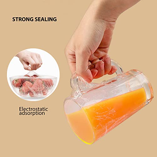 Plastic Food Wraps 12 Inch x 100 Square Foot Plastic Food Wrap with Slide Cutter, Microwave Safe, BPA-Free, Clear Plastic Food Wrapping Film, Non Tear, Ideal for Containers, Food Storage