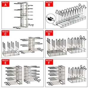 GeekDigg Pot and Pan Organizer for Cabinet, Extensible and Length Adjustable Lid Rack for Kitchen Counter and Cabinet, Lid Organizer for 10+ Pots and Pans with 6 DIY Methods (Silver)