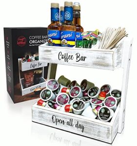 kraft kitchen 2 tier coffee bar organizer – coffee station organizer for countertop – coffee bar accessories and organizer – coffee organizer station – coffee bar decor – coffee bar essentials