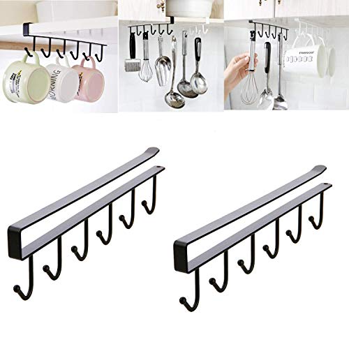 Mug Holder,Coffee Cup Holder,Kitchen Utensil Storage Hook,Cabinet Storage Hook,Wall Mounted Home Storage Hooks for Pots,Pans,Spoons,Spatulas,and Cooking Accessories and Other Kitchen Hardware-2 Pcs