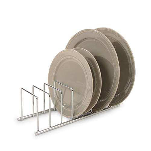 Spectrum Diversified Euro Kitchen Lid Organizer for Plates Cutting Boards, Bakeware, Cooling Racks, Pots & Pans, Serving Trays, and Reusable Containers, Chrome