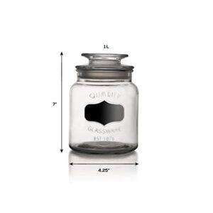 American Atelier Canister Set 3-Piece Glass Jars in 33oz, 44oz & 60oz Chic Retro w/ Airtight Lids, Chalkboard, for Cookies, Candy, Coffee, Flour, Sugar, Rice, Pasta, Cereal & More, Clear