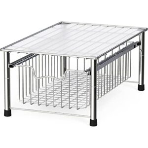 simple houseware stackable basket drawer, chrome