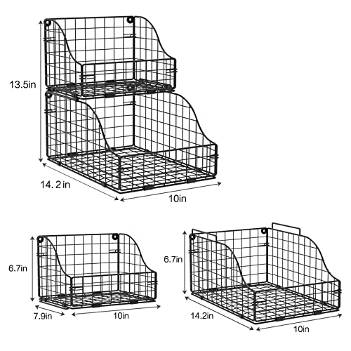 X-cosrack 2 Tier Stackable Wire Baskets, Countertop Veggies Storage Potato Onion Pantry Organizer Snack Holder for Kitchen Cabinet Produce