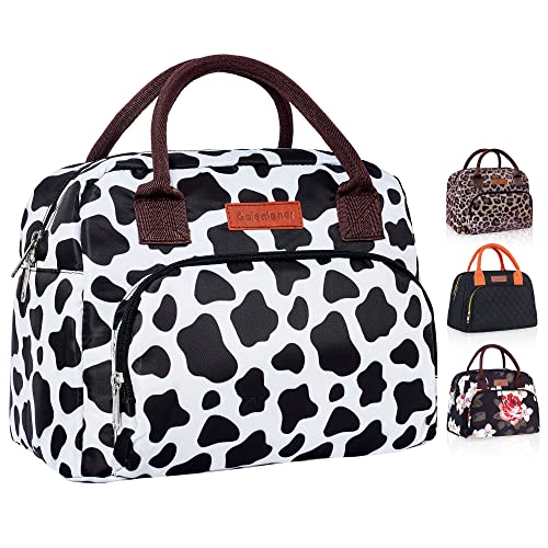 Lunch bag Women Cow print lunch box for women Insulated Lunch Bags for Women/Men - Large Adult lunch bags for women,Durable Cooler Lunch Tote Bag for Work School birthday gifts for women