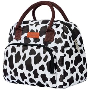 Lunch bag Women Cow print lunch box for women Insulated Lunch Bags for Women/Men - Large Adult lunch bags for women,Durable Cooler Lunch Tote Bag for Work School birthday gifts for women